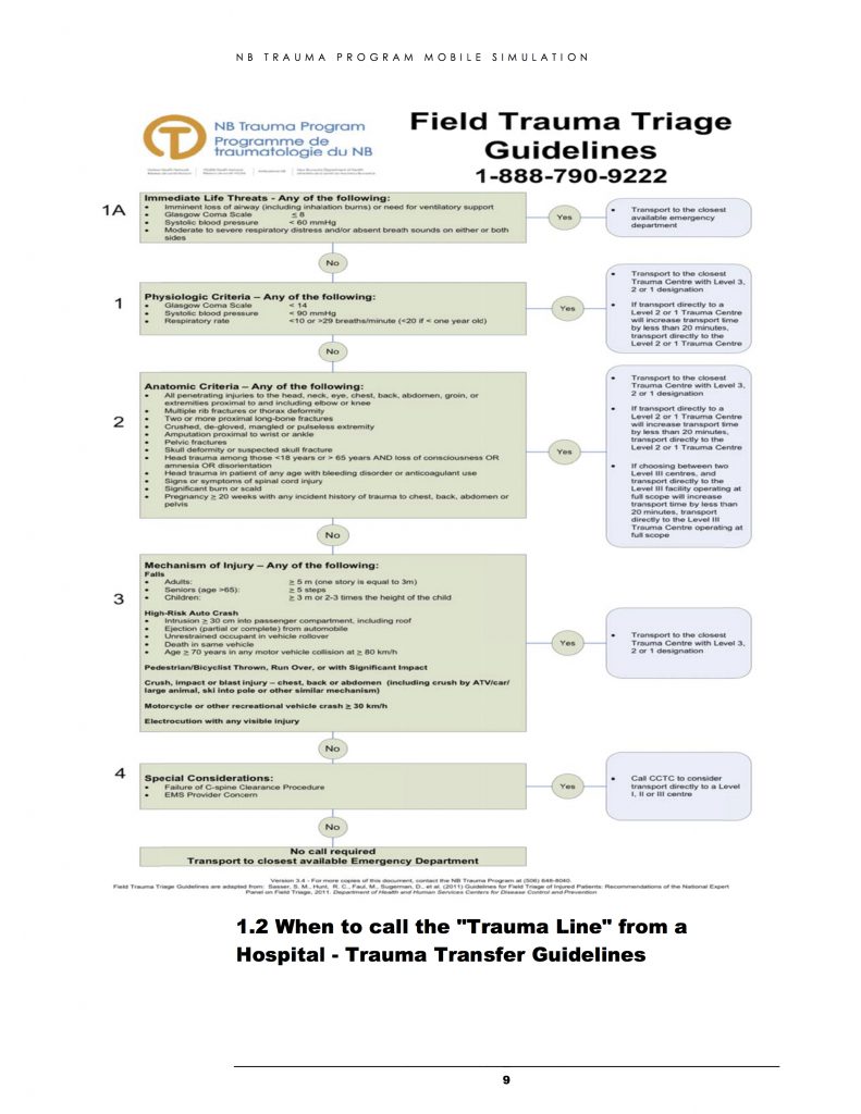 1.1 When to call the “Trauma Line” from the Field – EMS Filed Trauma ...